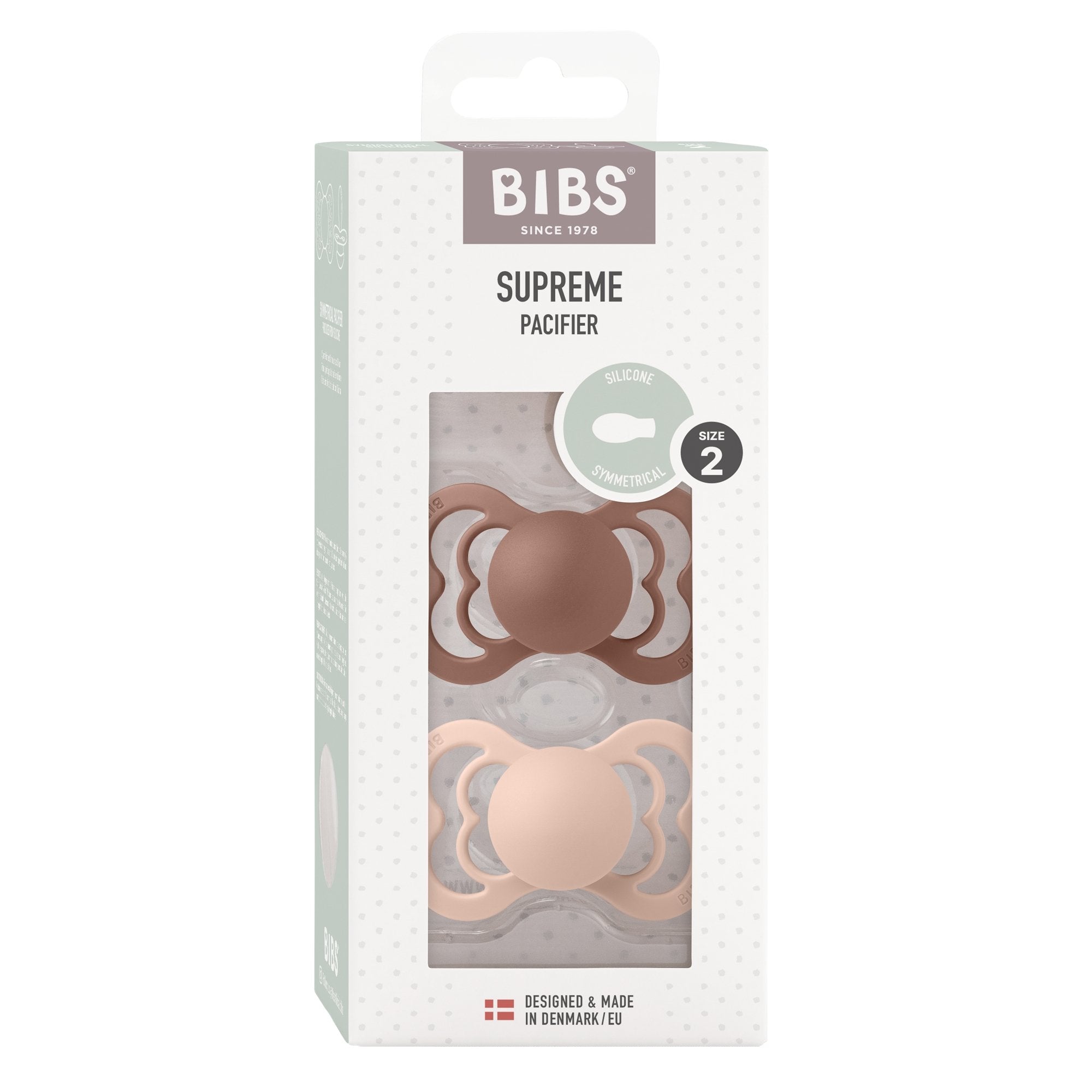 BIBS Supreme Silicone S2 Dummy - Woodchuck/Blush 2 Pack | Soothers ...