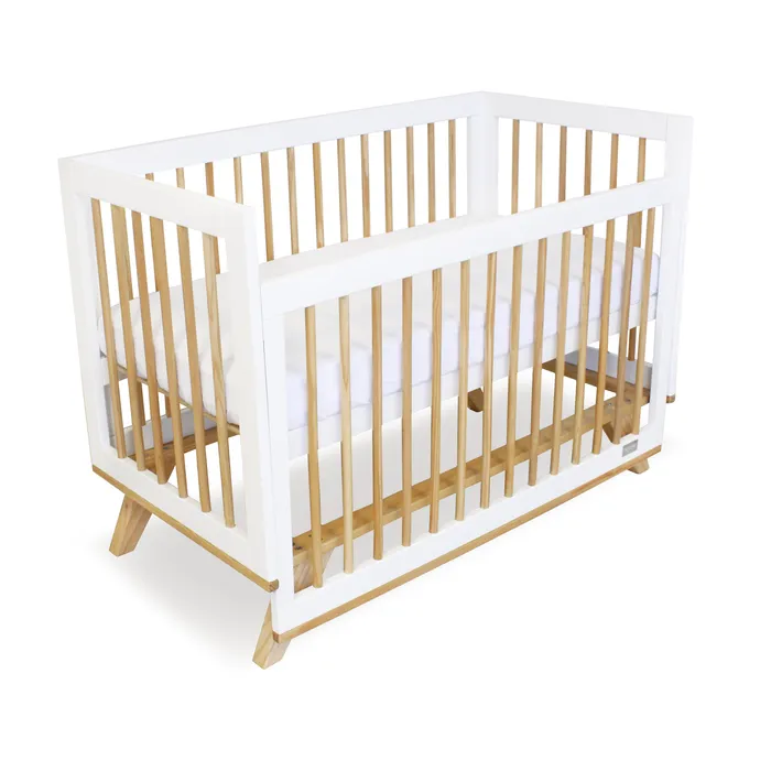 Babyhood Aurora Compact Cot - White/Natural | Baby Bunting AU
