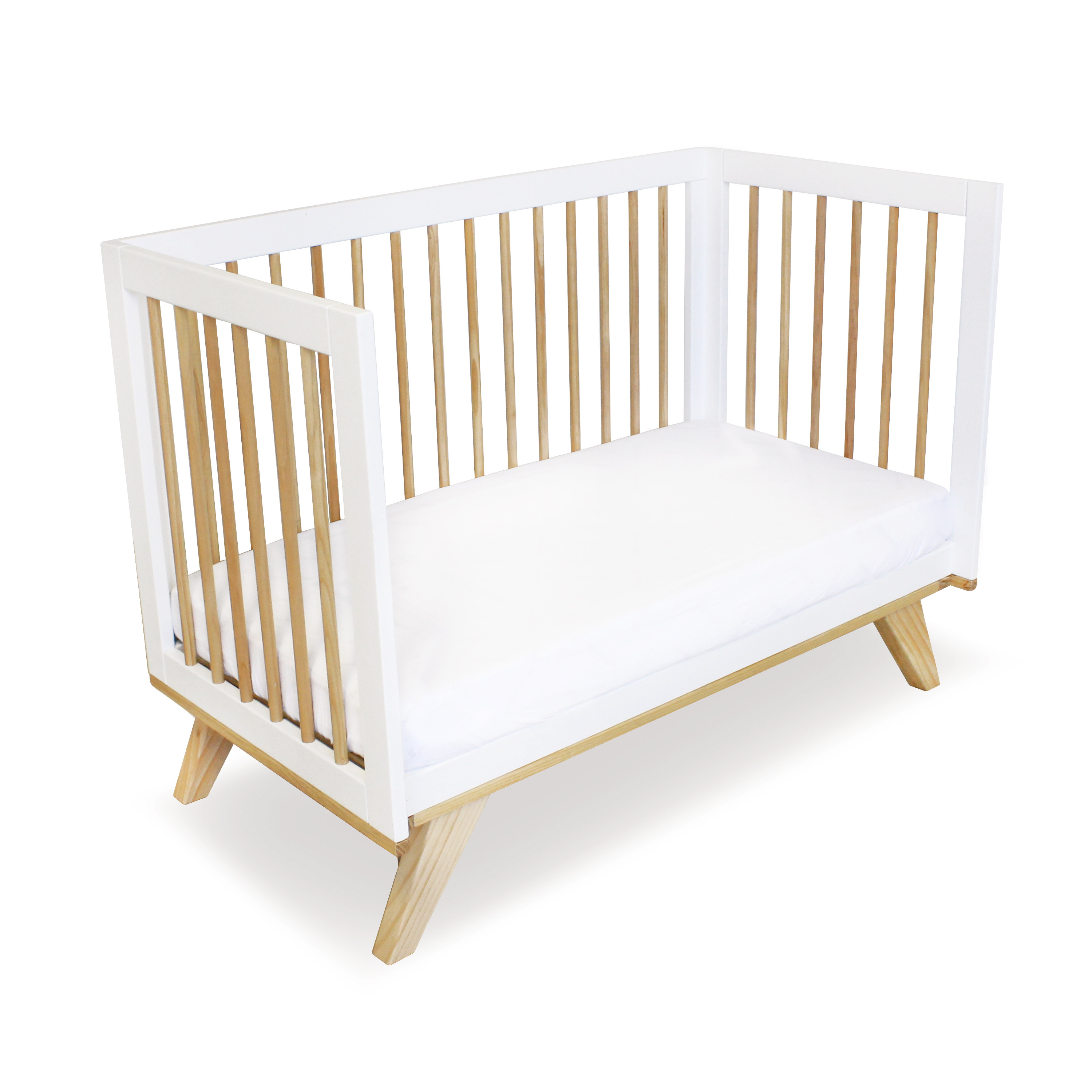 Babyhood Aurora Compact Cot - White/Natural | Cots | Baby Bunting AU