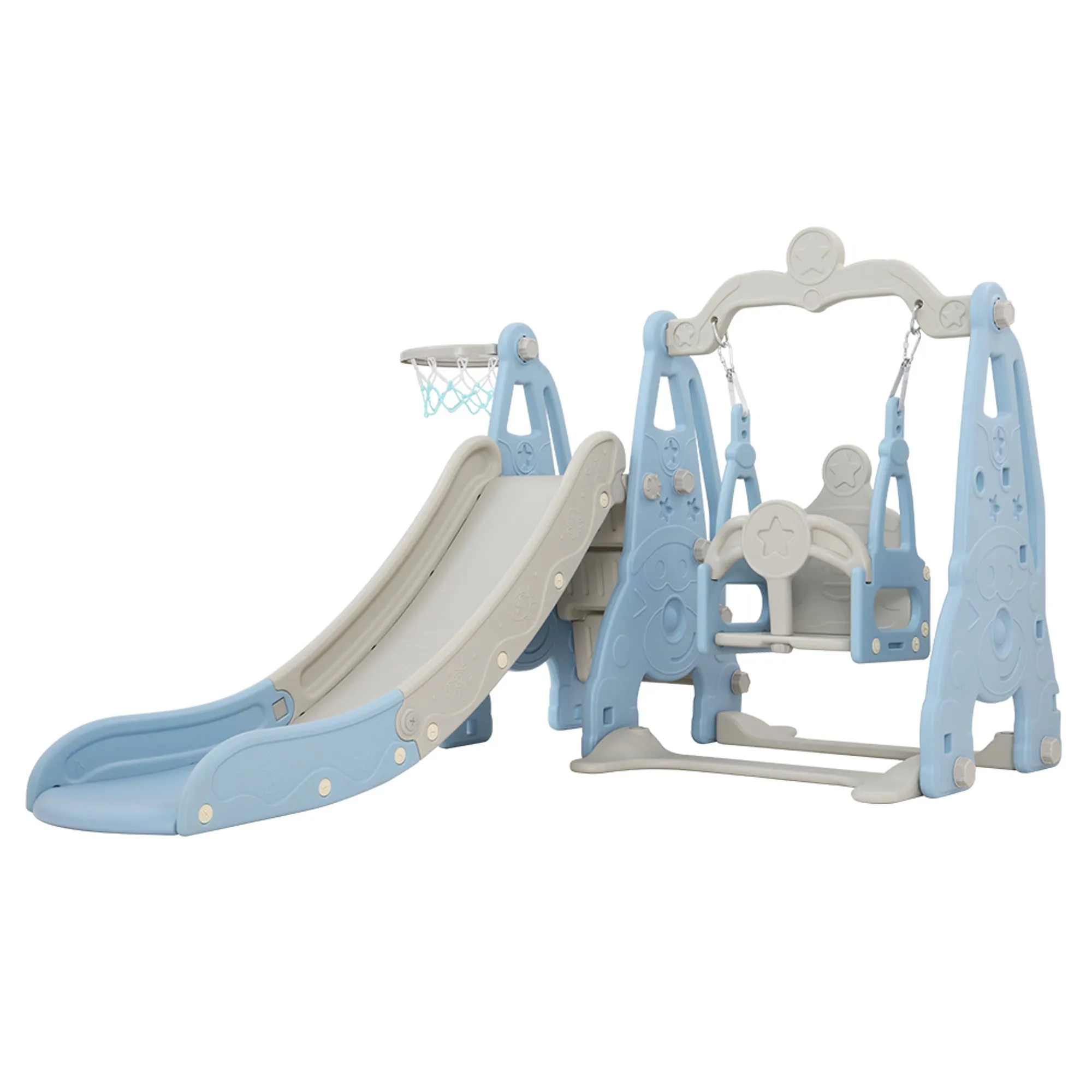 Keezi Kids Slide 170cm Long Swing Basketball Hoop - Blue | Baby Bunting AU