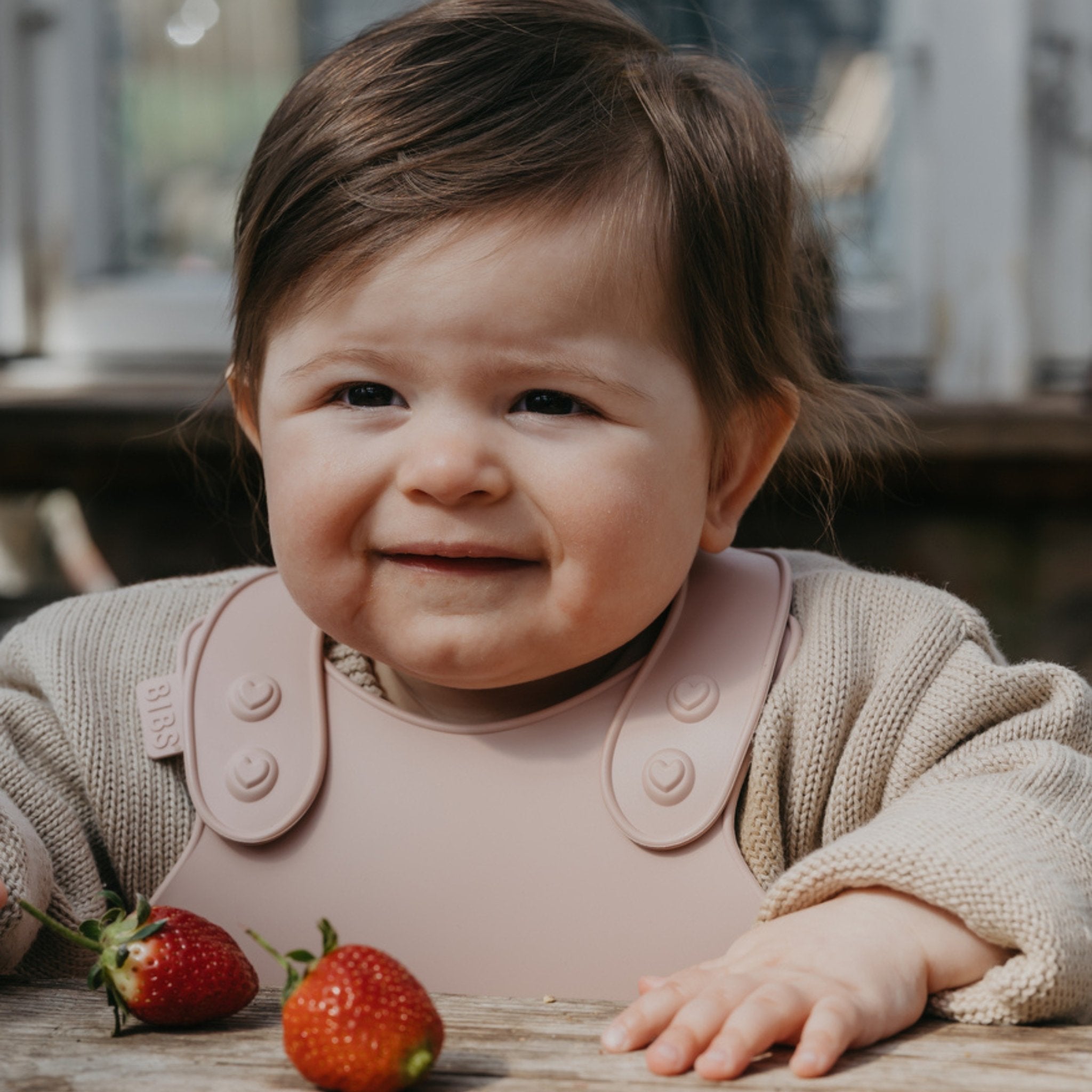 Bibs Dinner Bib - Blush | Silicone Bibs | Baby Bunting AU