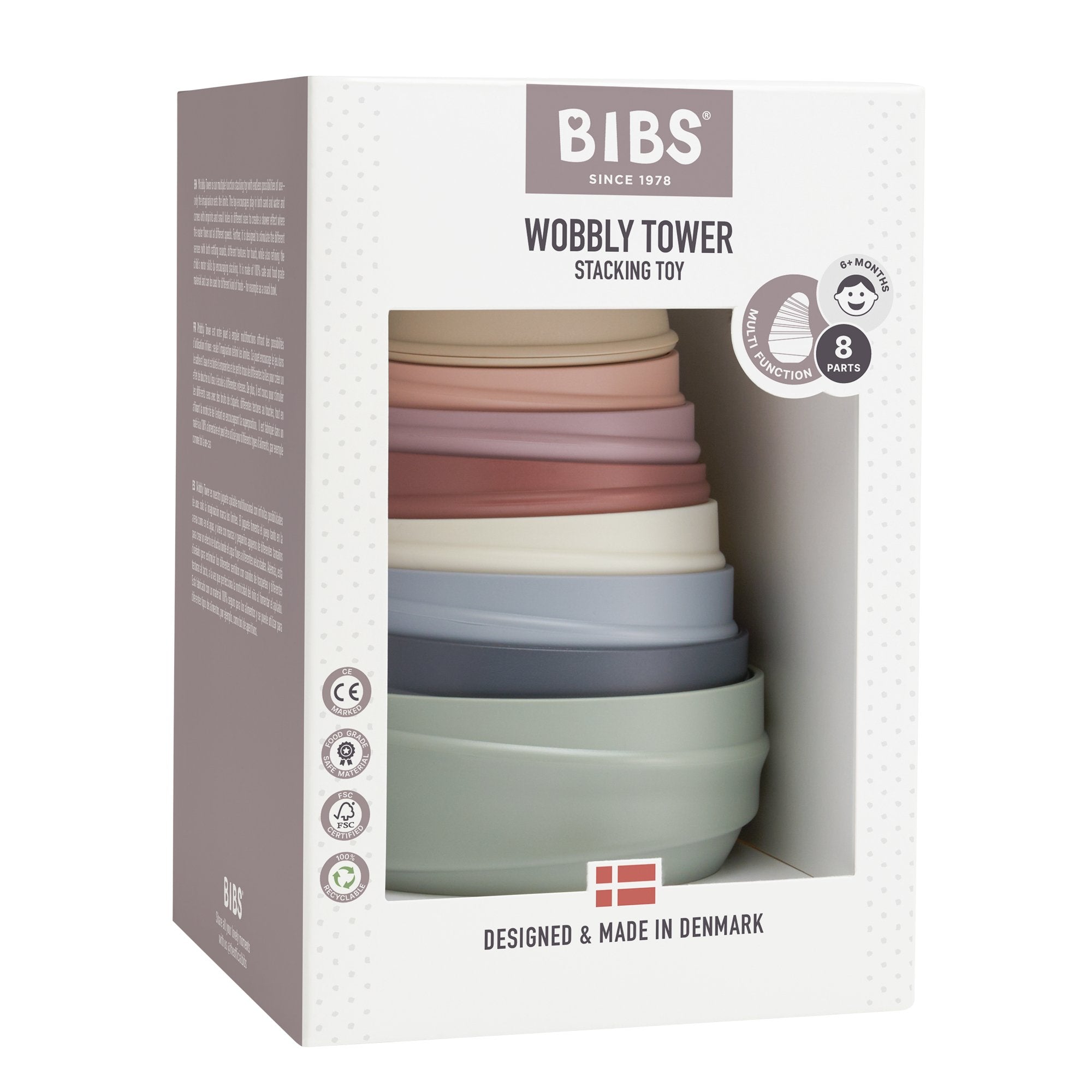 Bibs Wobbly Stacking Tower - Pastel Rainbow | Building Blocks | Baby ...