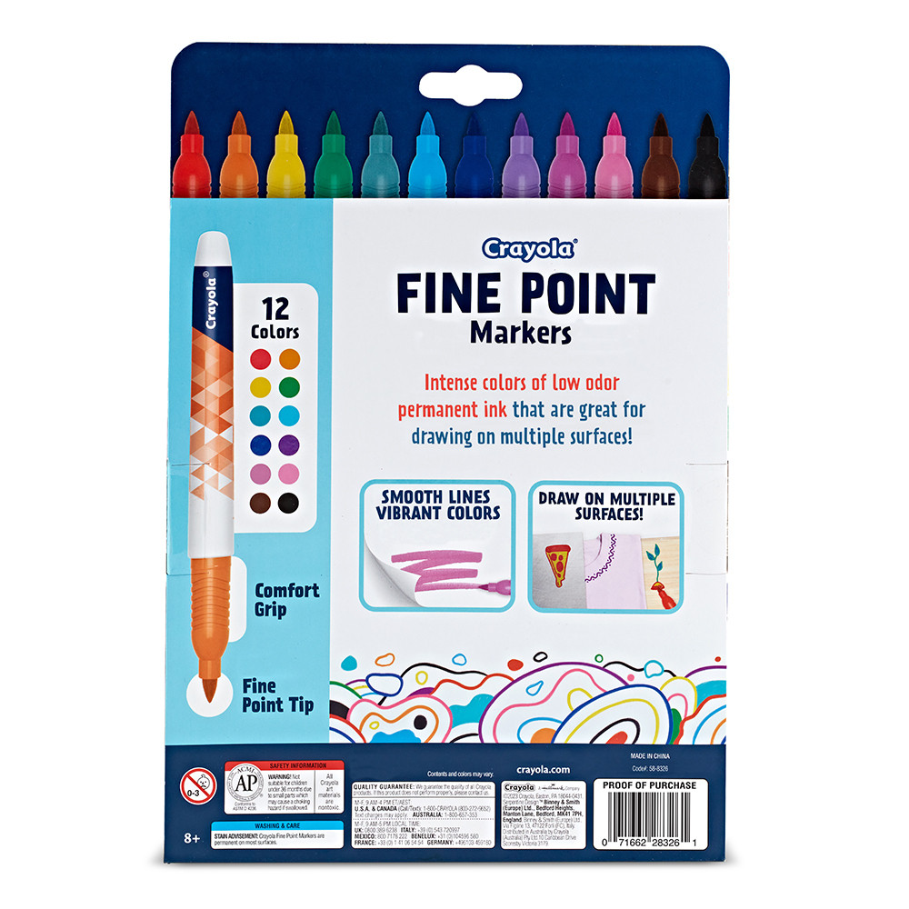 Crayola Kids/Childrens Creative Permanent Fine Point Drawing Markers ...