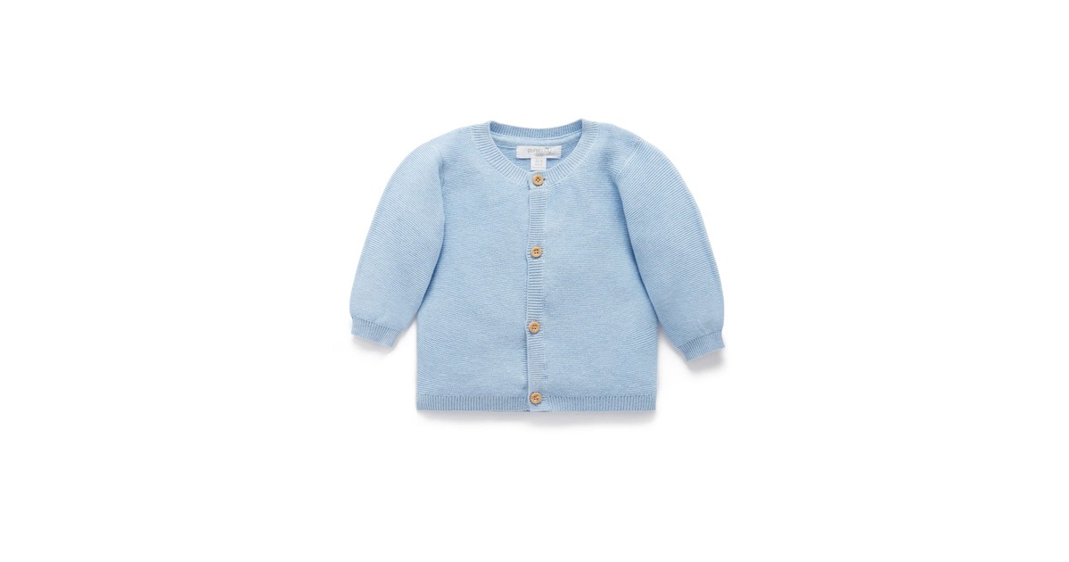 Purebaby Essential Textured Cardigan Blue Melange | Baby Bunting AU