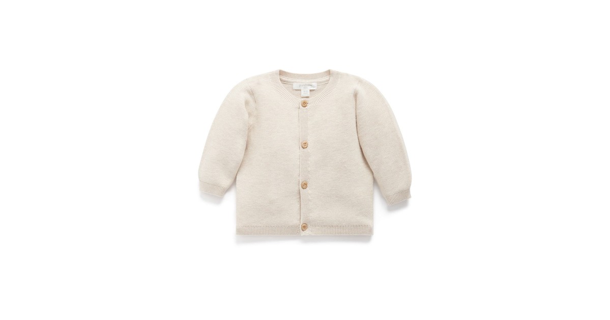 Purebaby Essential Textured Cardigan Wheat melange | Baby Bunting AU