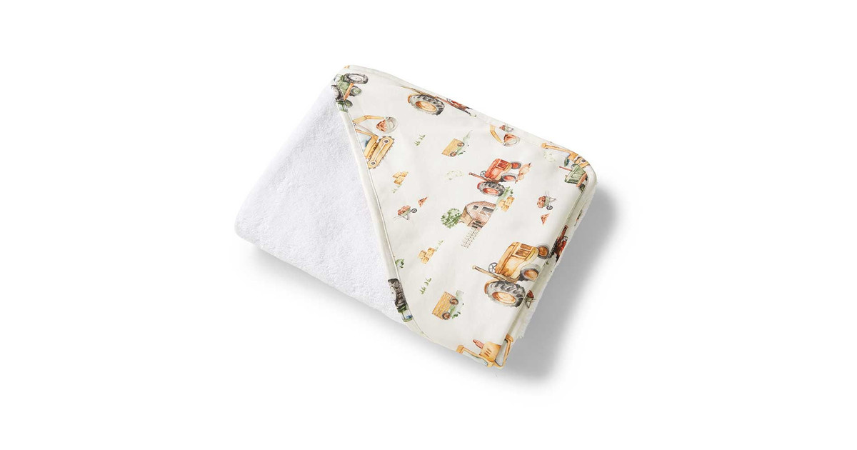 Snuggle Hunny Diggers & Tractors Organic Hooded Baby Towel | Baby ...