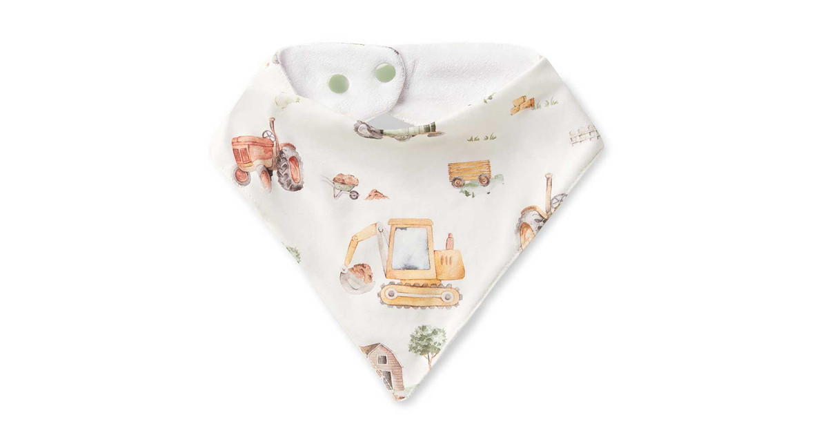 Snuggle Hunny Diggers & Tractors Organic Dribble Bib | Baby Bunting AU