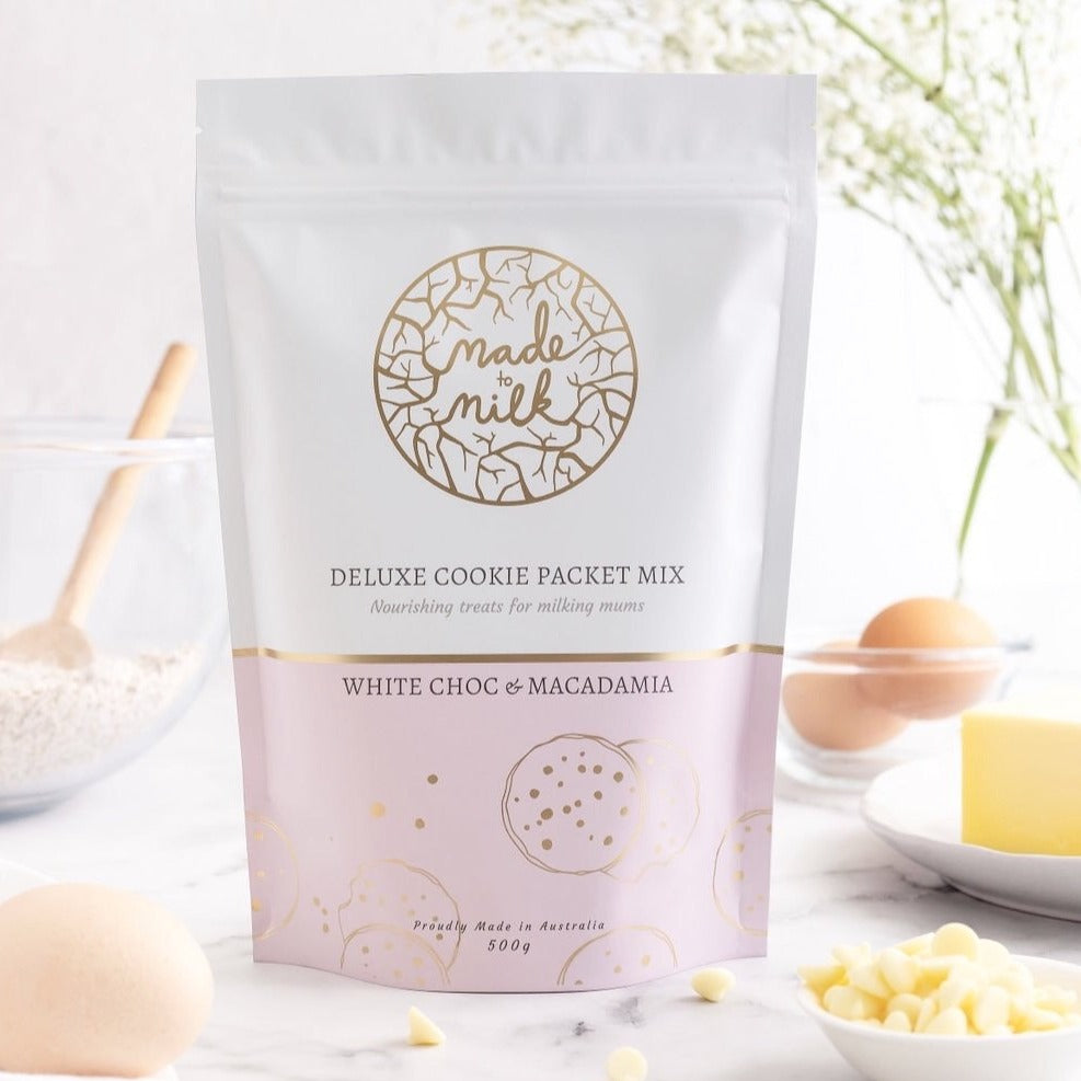 Made to Milk White Choc and Macadamia Nut Packet Mix 500g | Lactation ...