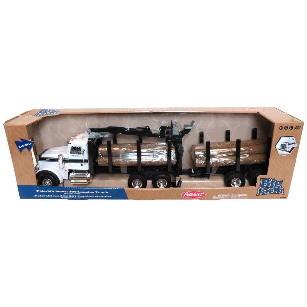 Peterbilt Big Farm 1:16 367 Logging Truck w/ Pup Trailer/Logs Toy/Kids ...