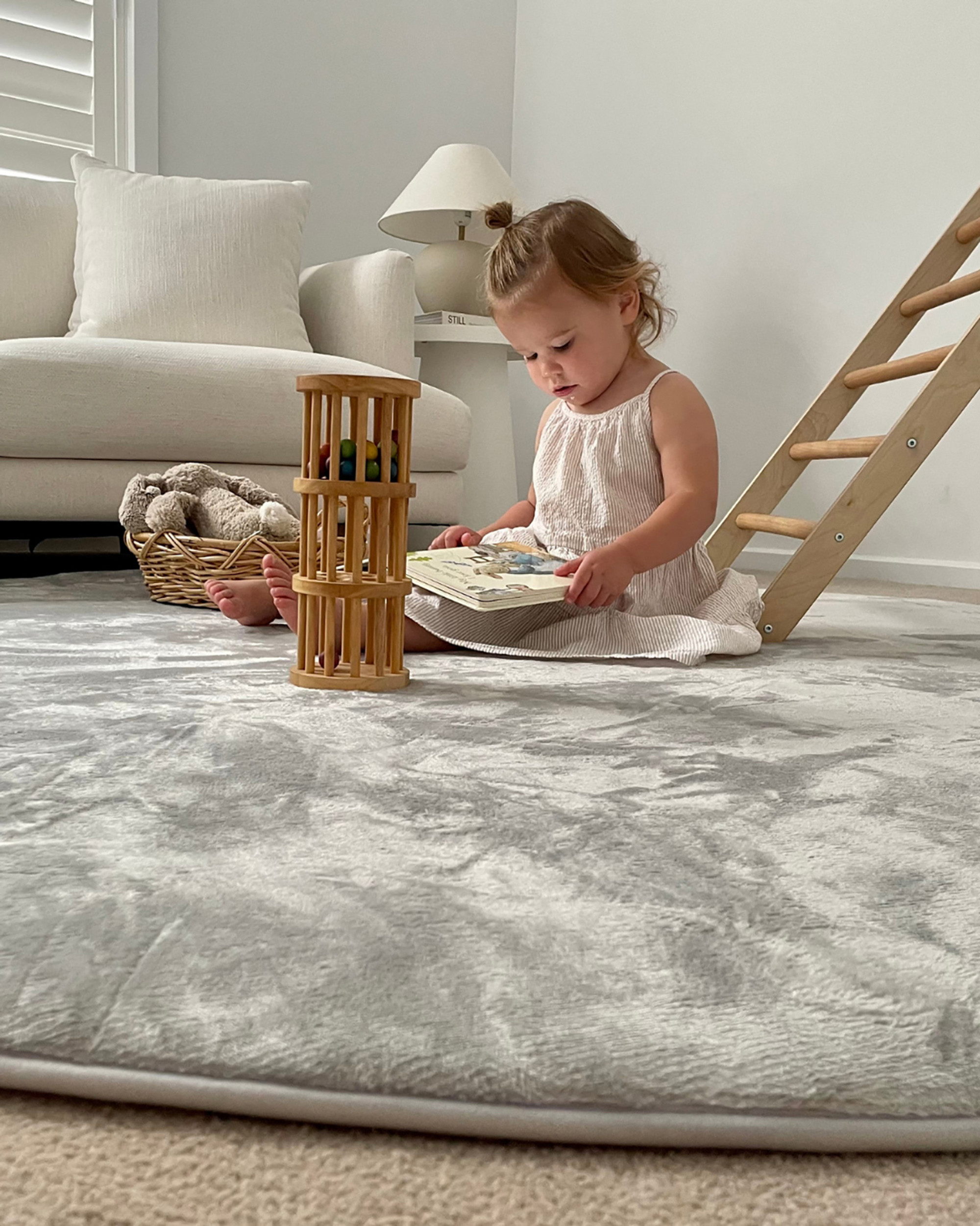 Miss Amara Zia Grey Plush Rollie Pollie Playmat | Baby Bunting AU