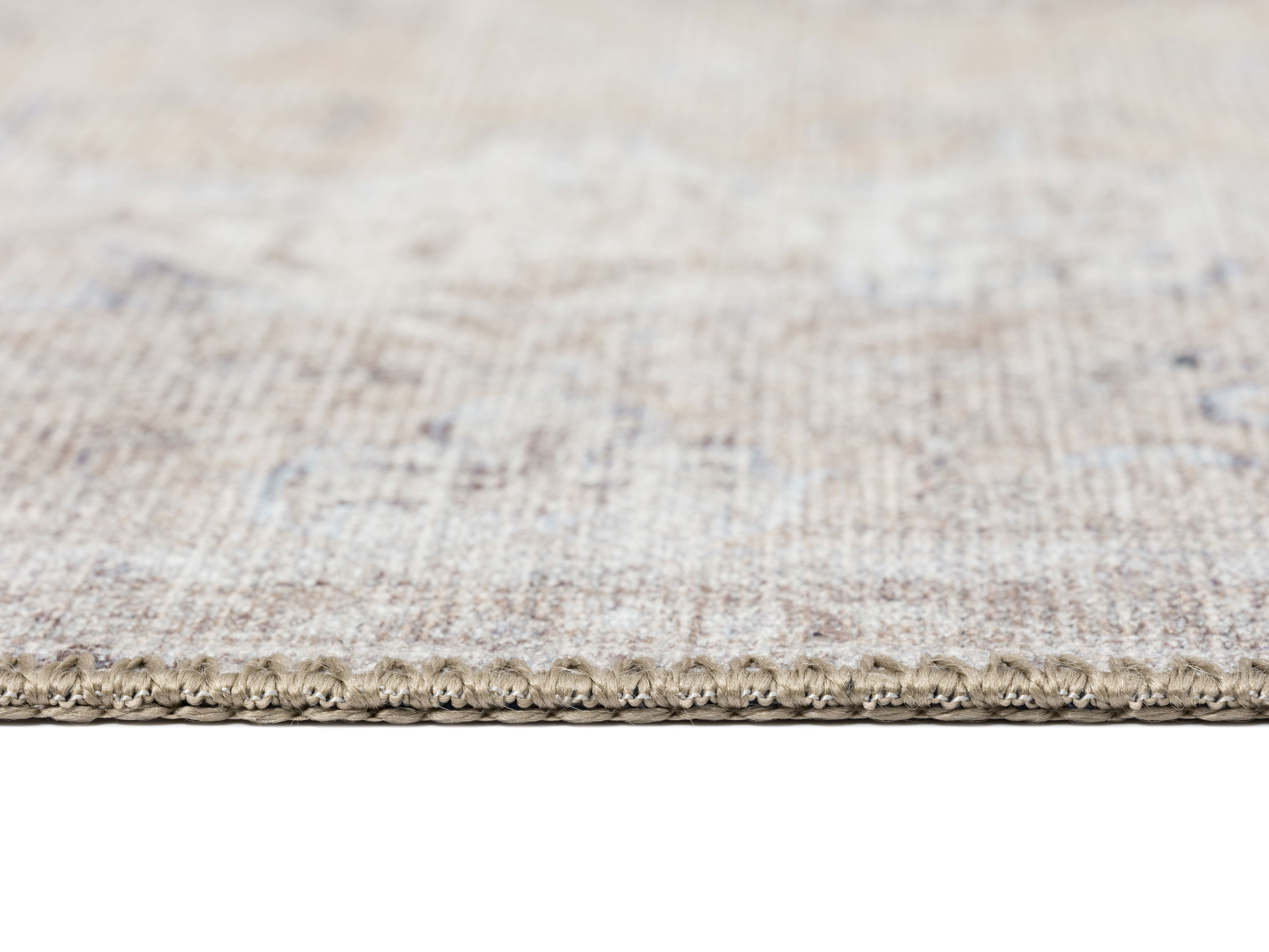 Miss Amara Tinka Beige and Grey Traditional Distressed Washable Rug ...
