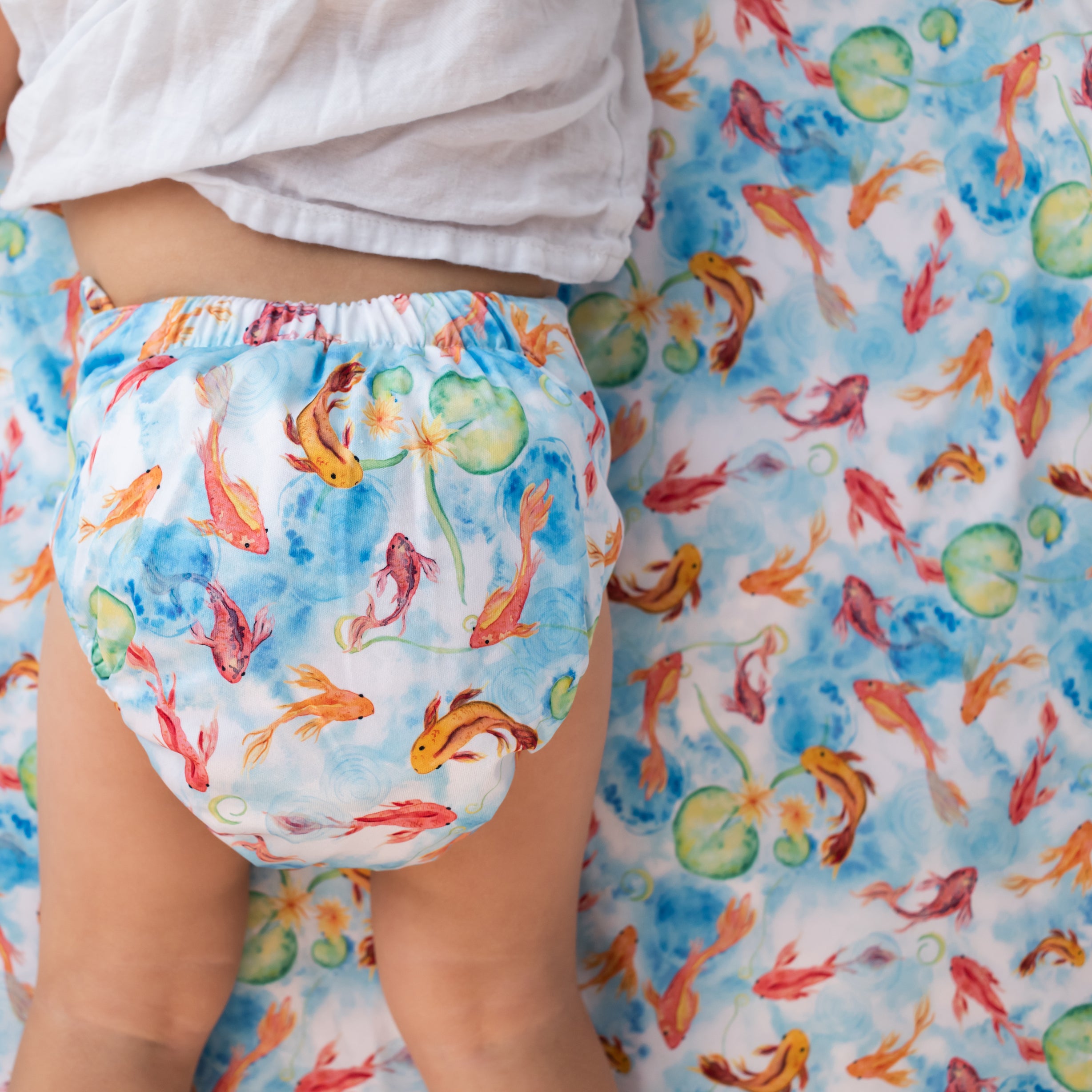 Monarch Classic Reusable Cloth Nappy V2.0 - Feeling Koi - Snaps | Cloth ...