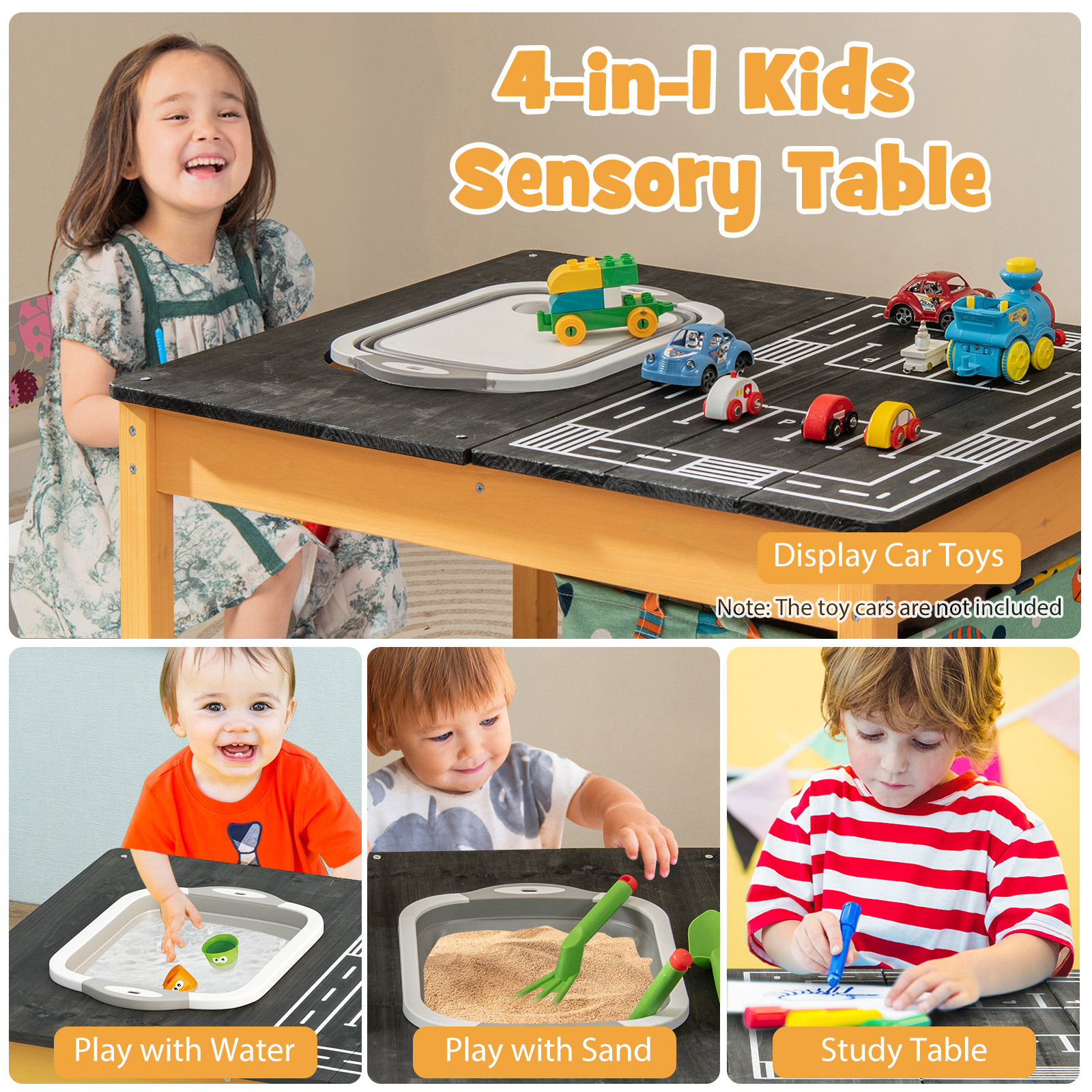 Baby Joy 3-in-1 Kids Multifunctional Activity Table with Storage ...