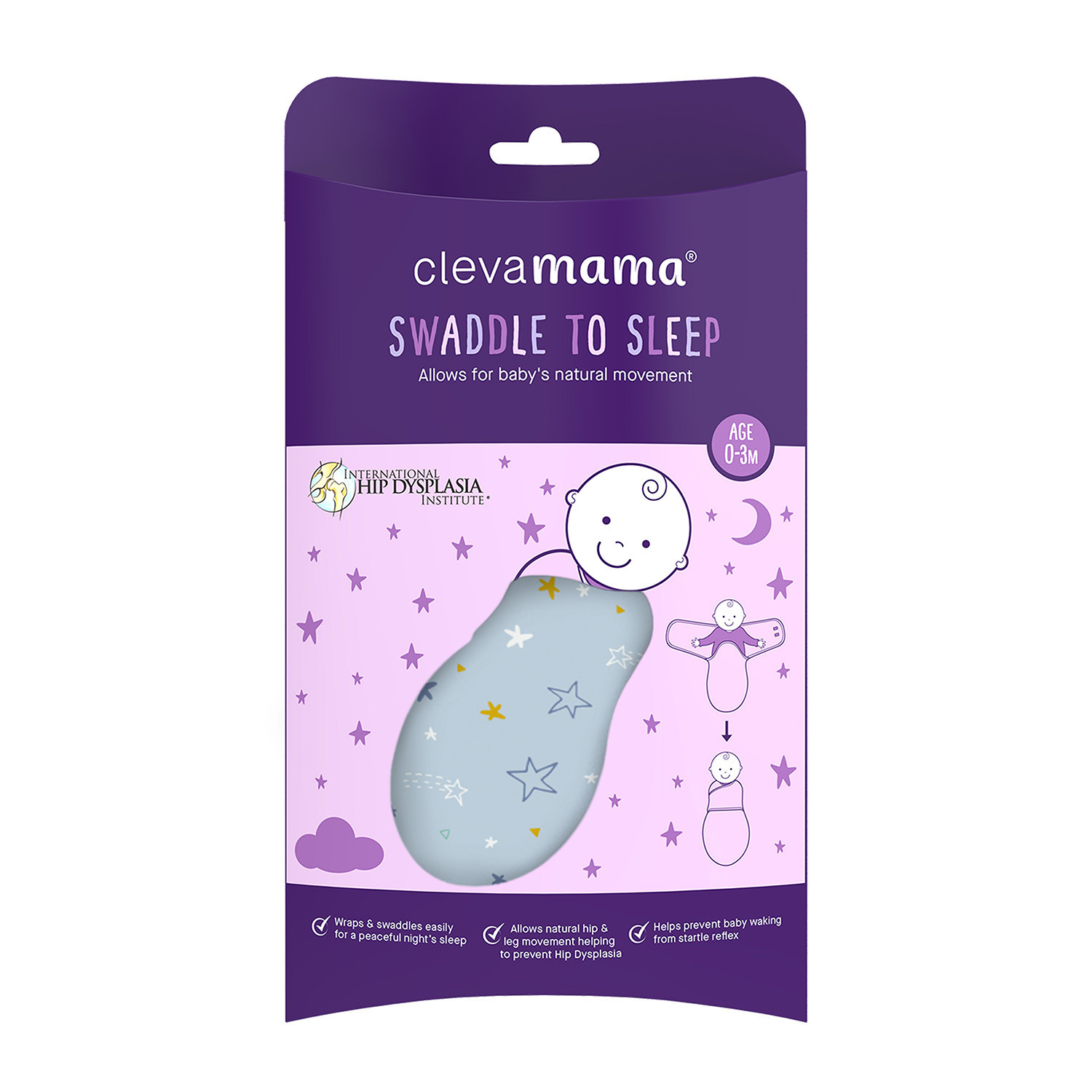 ClevaMama Swaddle to Sleep - Blue (0-3m) | Swaddles | Baby Bunting AU