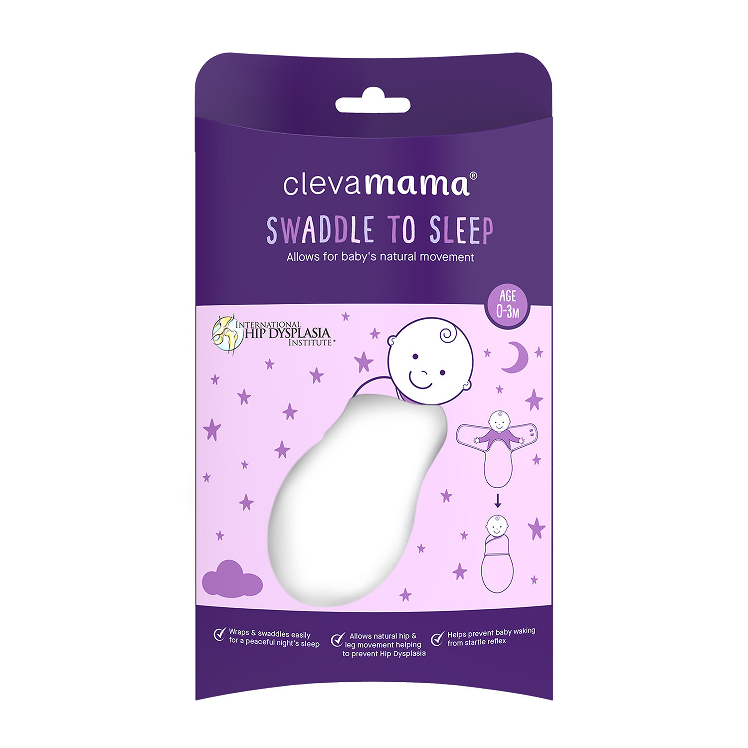 ClevaMama Swaddle to Sleep - White (0-3m) | Swaddles | Baby Bunting AU