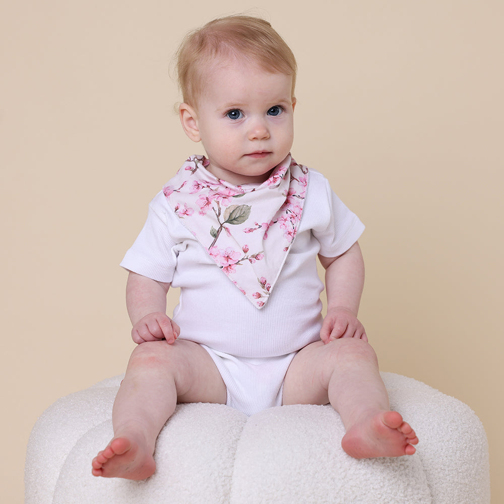 Snuggle Hunny Cherry Blossom Organic Dribble Bib | Cloth | Baby Bunting AU