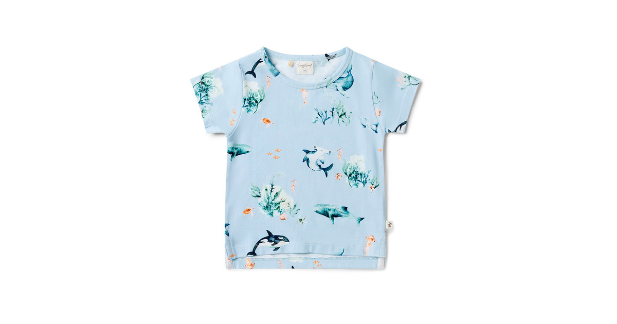 Snuggle Hunny Blue Ocean Organic T-Shirt | Baby Bunting AU