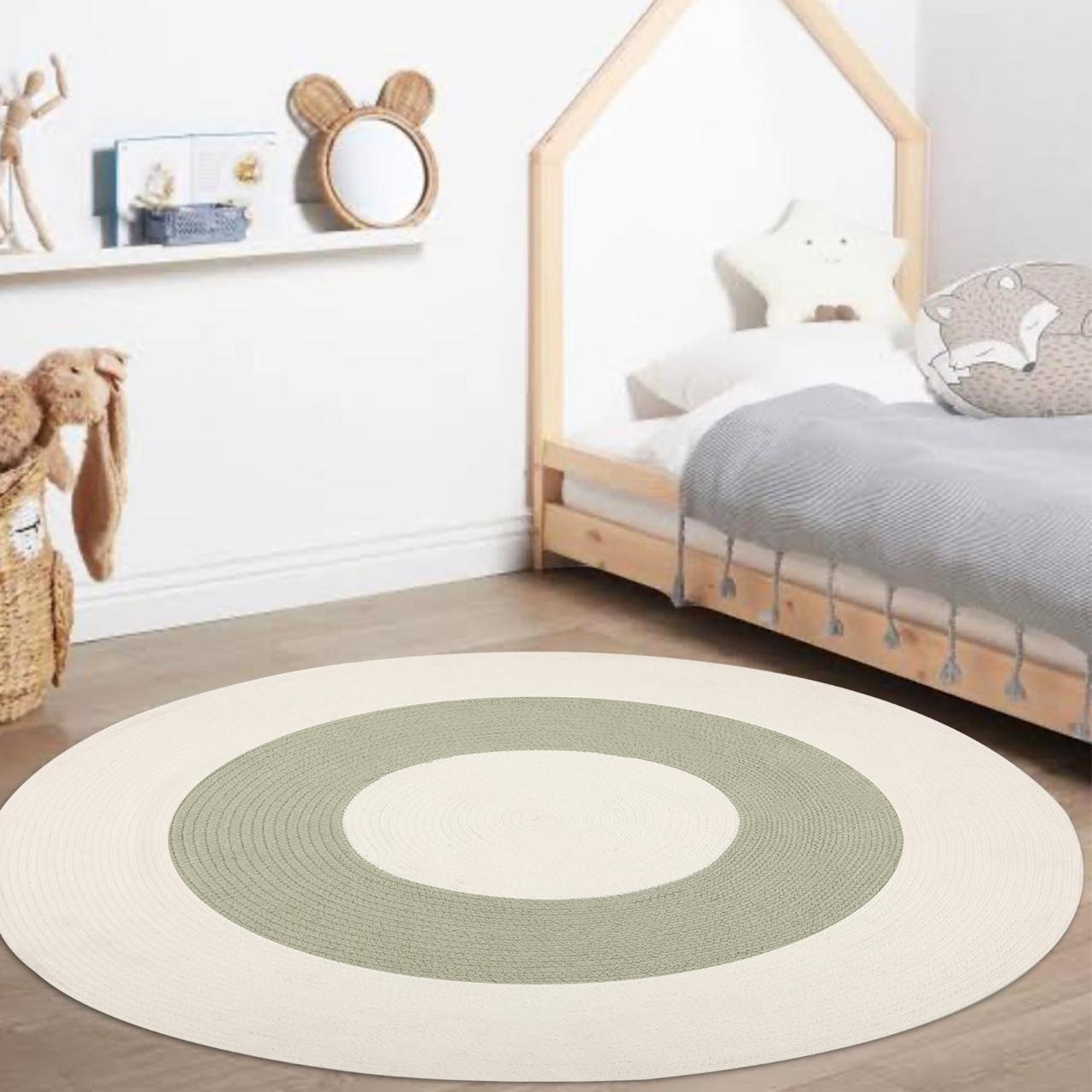 La Grace Lorena Braided Sage Green Off - White Reversible Kids Rug ...