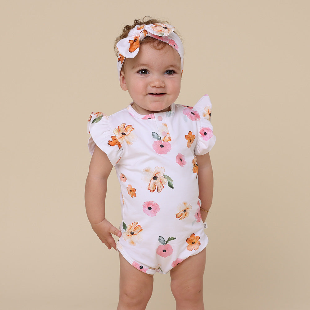 Snuggle Hunny Poppy Short Sleeve Organic Bodysuit with Frill ...