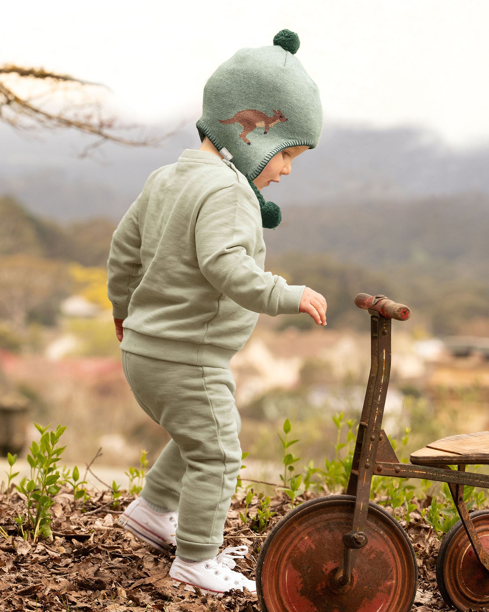 Toshi Dreamtime Organic Sweater - Mist | Baby Sweater | Baby Bunting AU