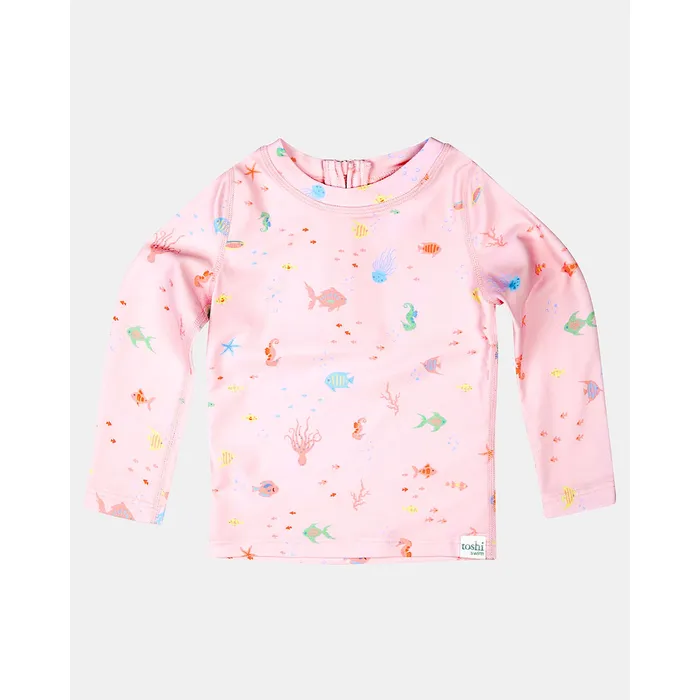 Toshi Swim Baby Rashie Longsleeve Classic - Coral | Baby Bunting AU