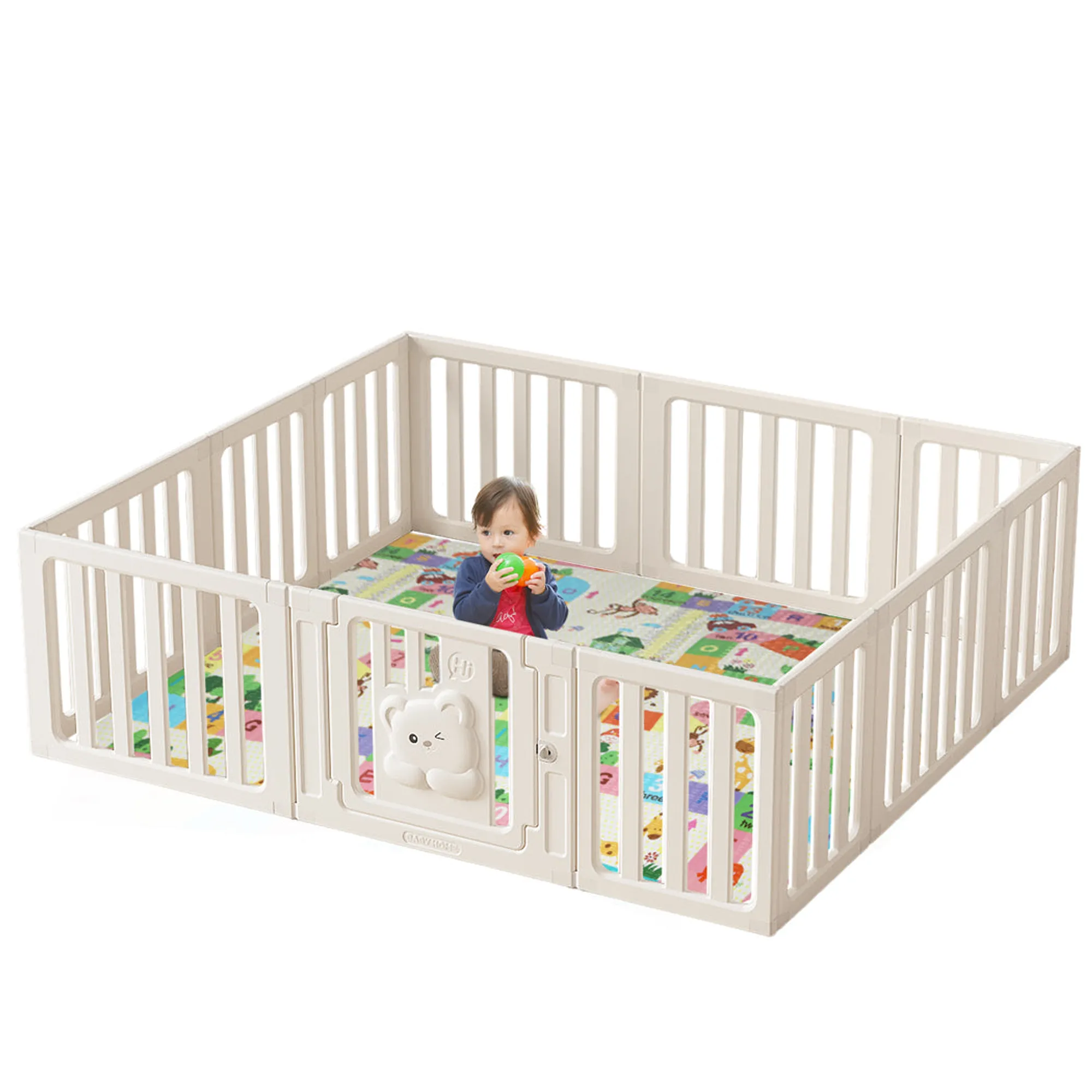 Bopeep Kids Playpen for Toddler with Safety Gate and Lock - 12 Panels ...