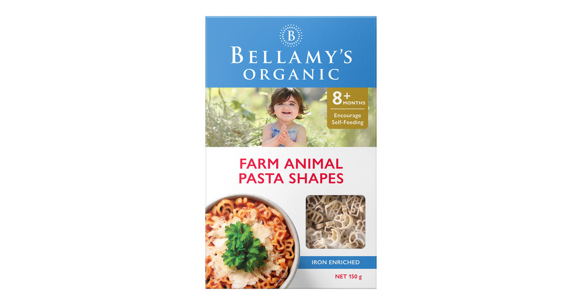 Bellamy's Organic Farm Animal Pasta Shapes - 150g | Baby Bunting AU