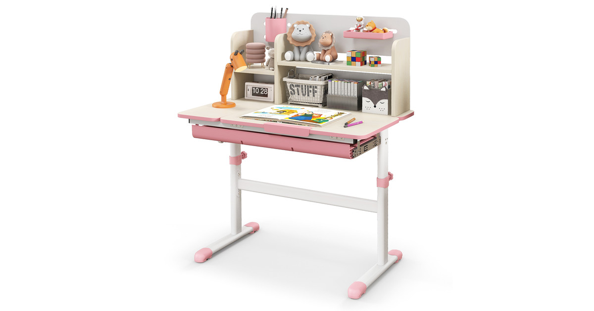 Baby Joy Study Desk Adjustable Height with Tiltable Desktop Reading ...