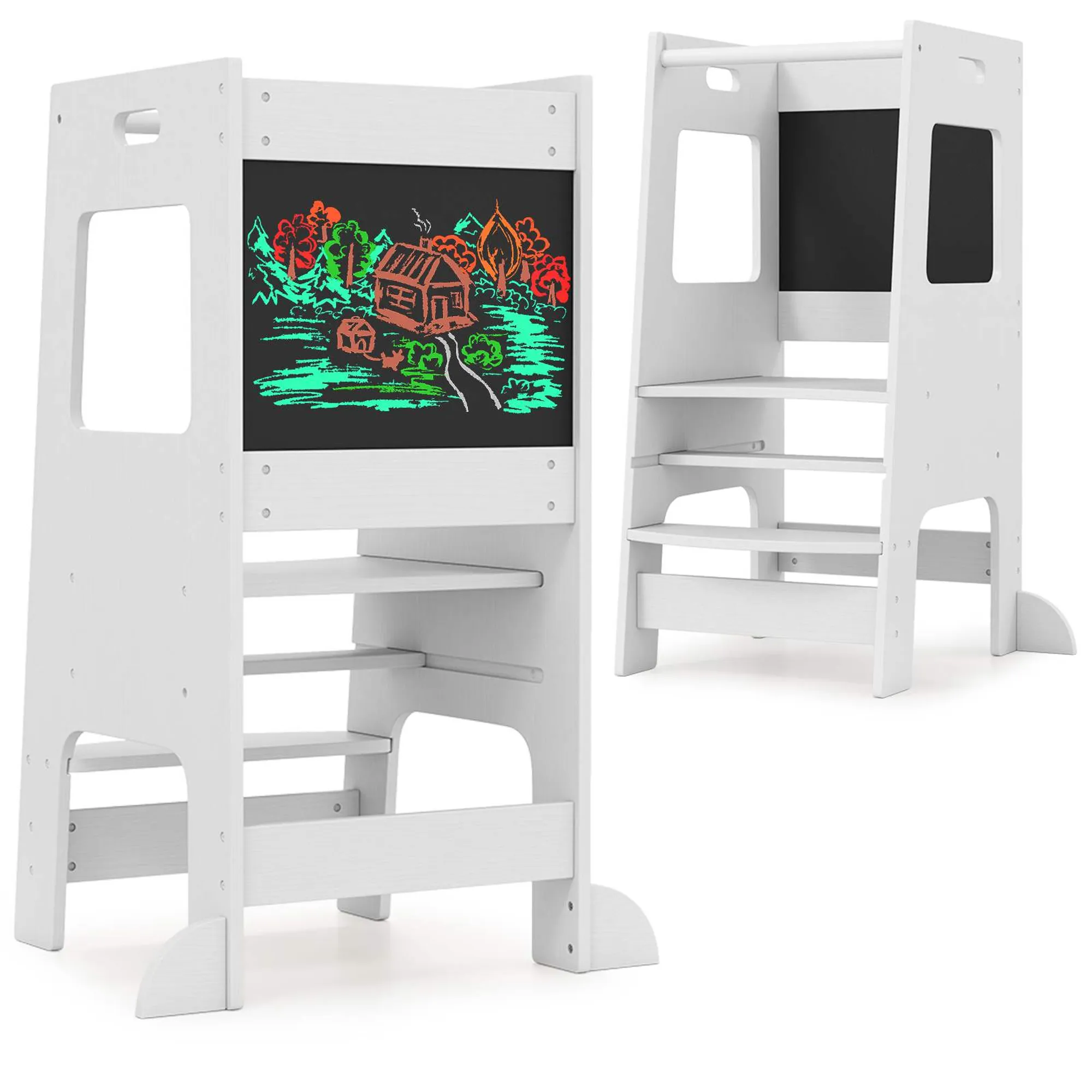 Baby Joy Adjustable Kitchen Step Stool with Standing Tower and ...