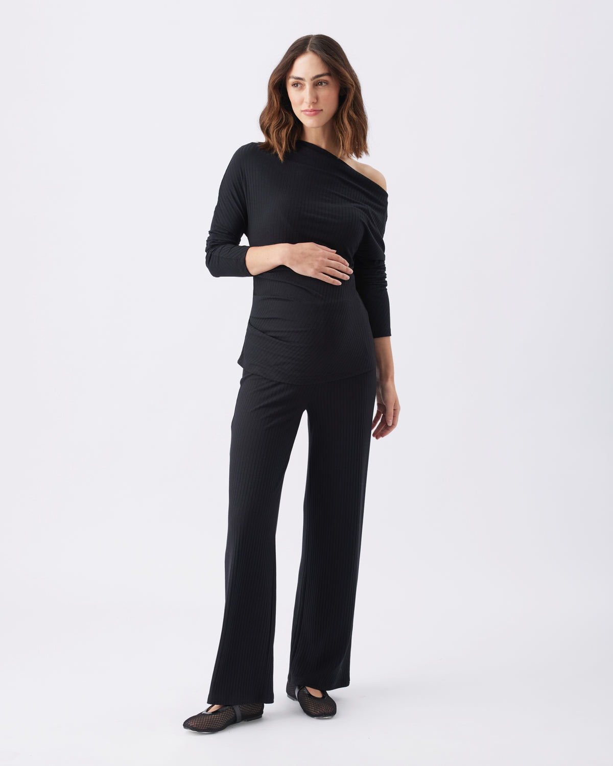 Ripe Maternity Cindy Rib Pant - Black | Maternity Pants | Baby Bunting AU