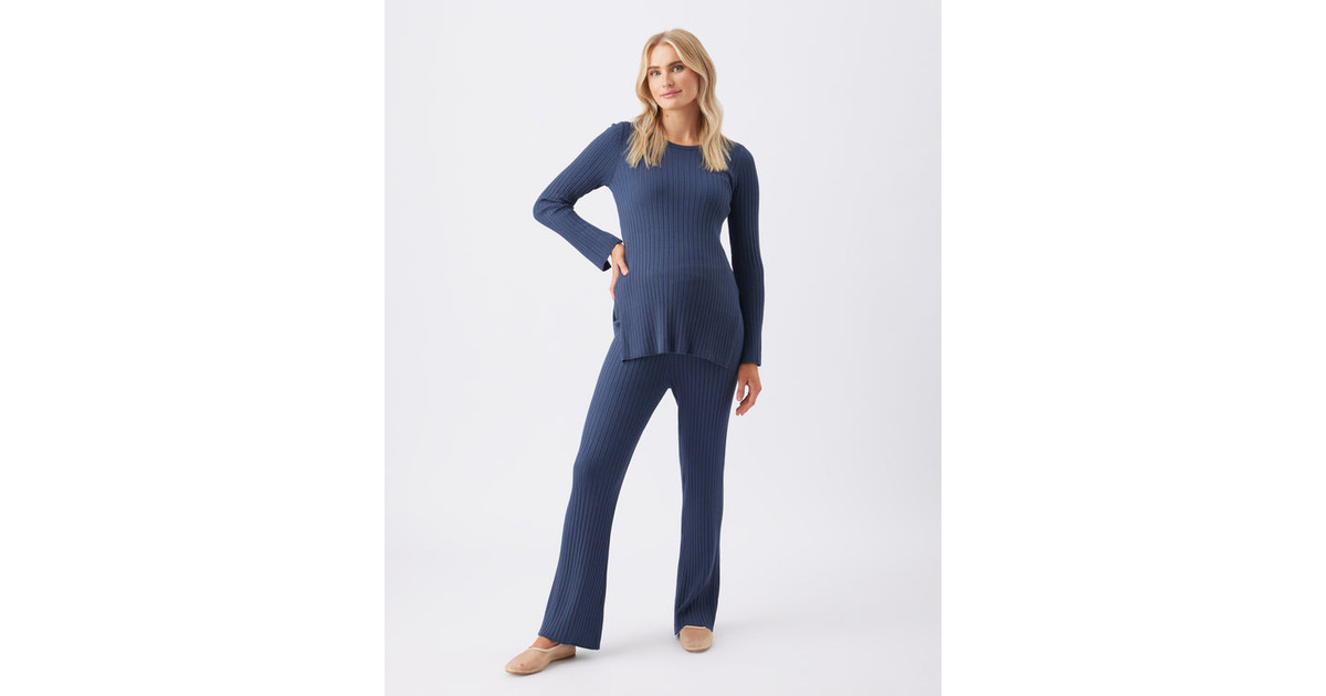Ripe Maternity Sienna Rib Knit Pant - French Navy | Baby Bunting AU