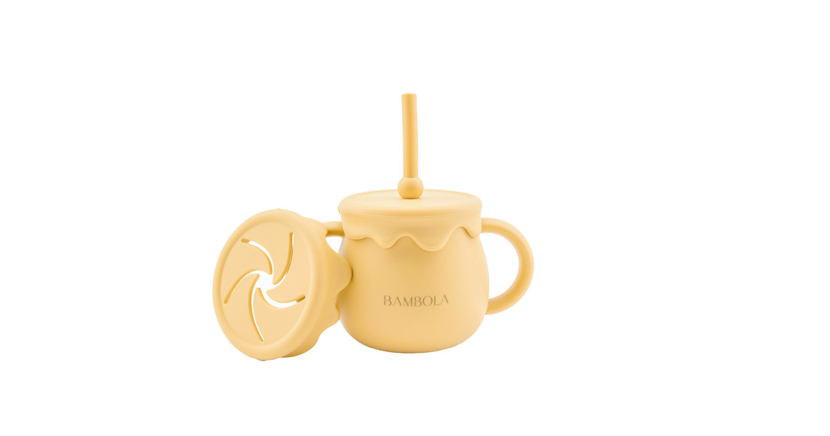 Bambola The Label Honeypot Sippy Cup with Snack Lid - Mango | Baby ...