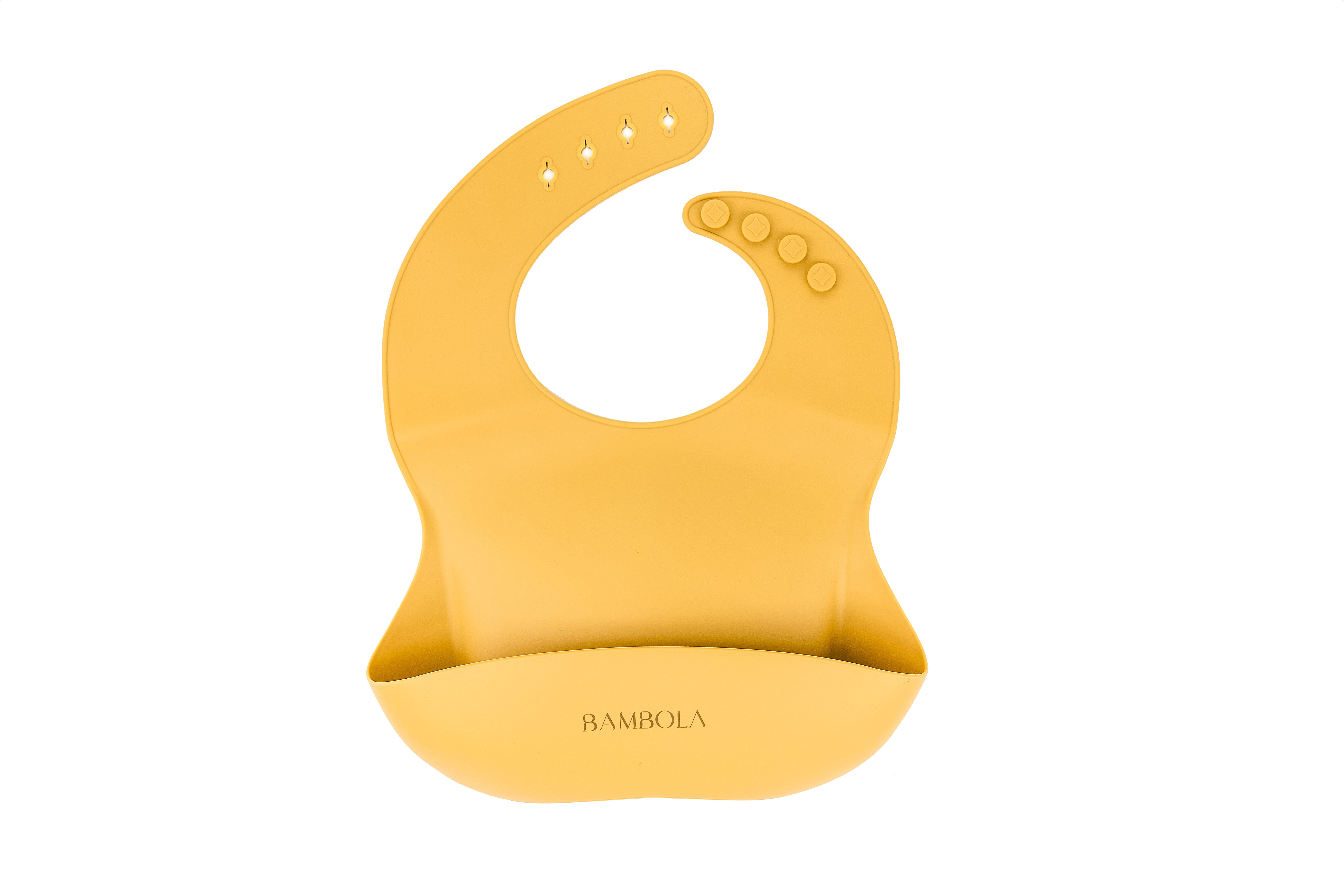 Bambola The Label Silicone Bib with Pouch - Mango | Silicone Bibs ...