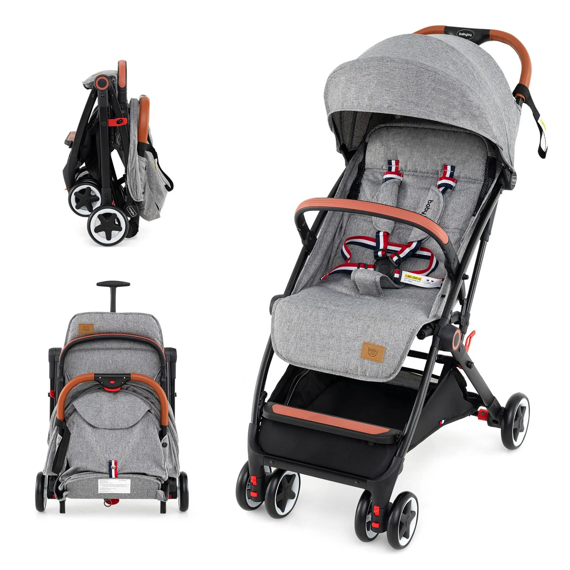 Baby Joy Portable and Adjustable Baby Metal Frame Stroller with ...
