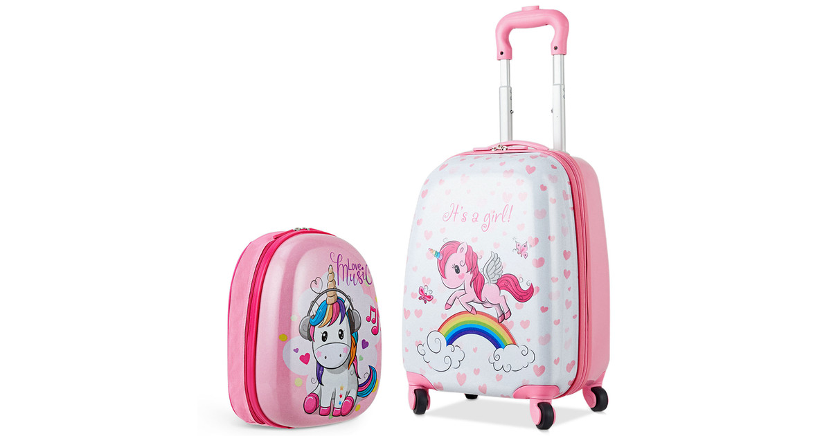 Baby Joy Luggage Travel Suitcase and Backpack Set with Cute Unicorn ...