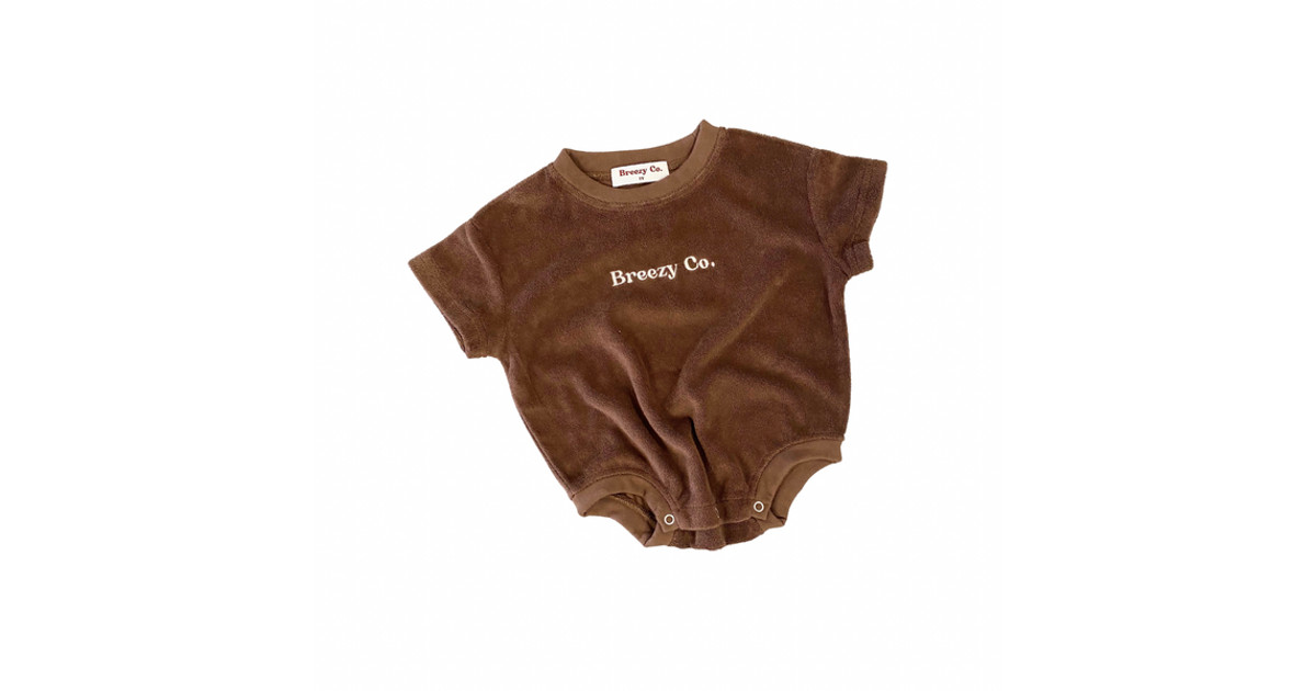 Breezy Co. Terry Bubble Romper – Chocolate | Baby Bunting AU