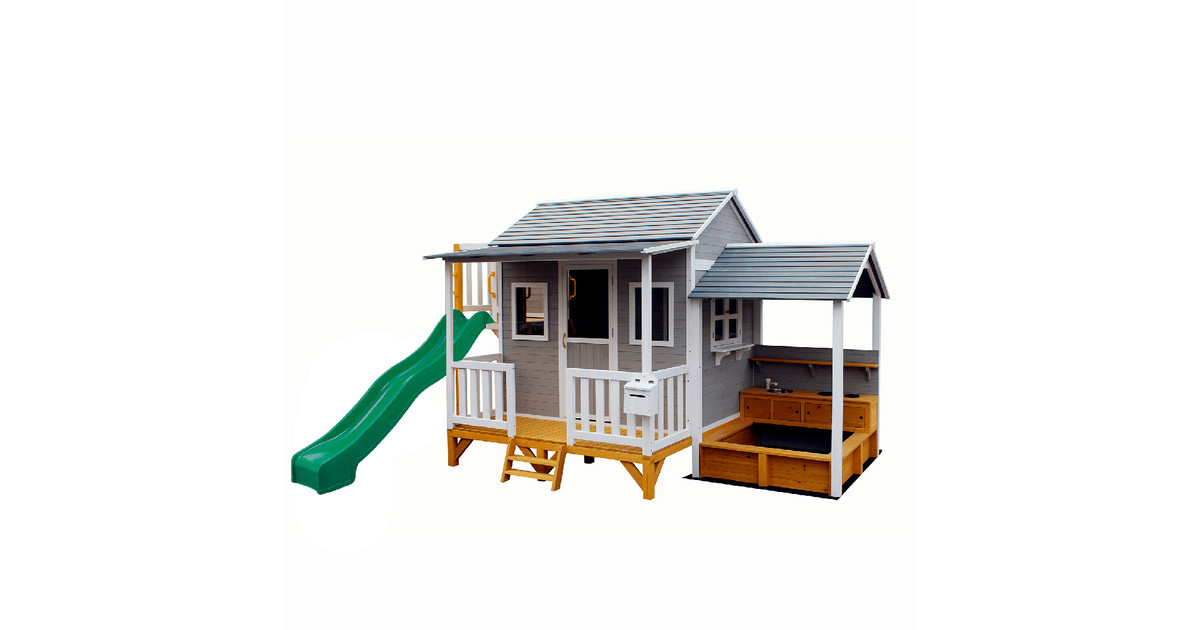 Kidzshack Delightful Kids Wooden Cubby House with Mud Kitchen - Dark ...