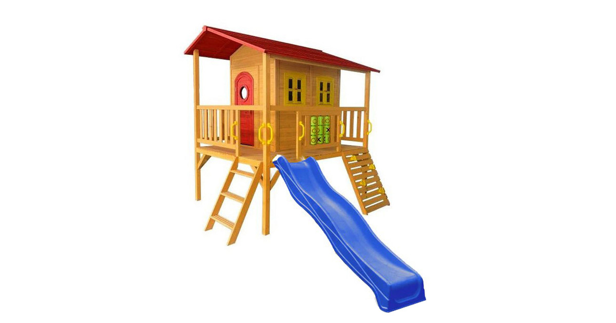 Kidzshack Sweet Shack Large Wooden Cubby House - Dark Blue Slide | Baby ...