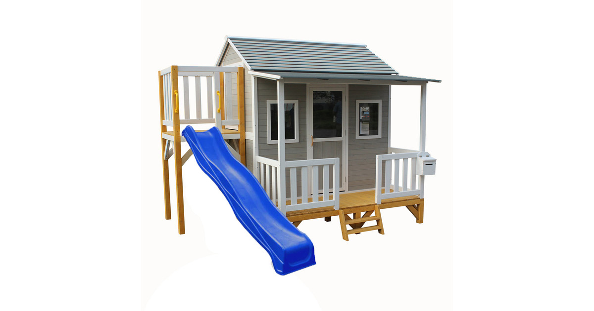 Kidzshack Delightful Shack Kids Large Wooden Cubby House - Dark Blue ...