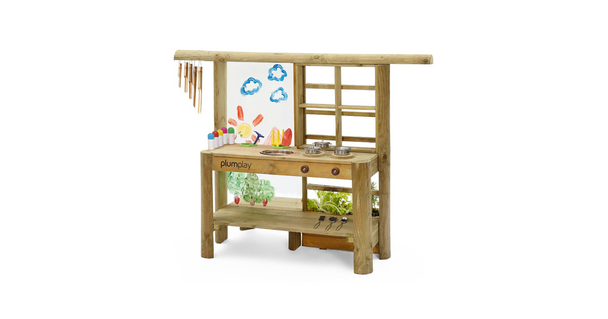 Plum Play Mud Pie Wooden Kitchen for Kids Playset - Natural | Baby ...