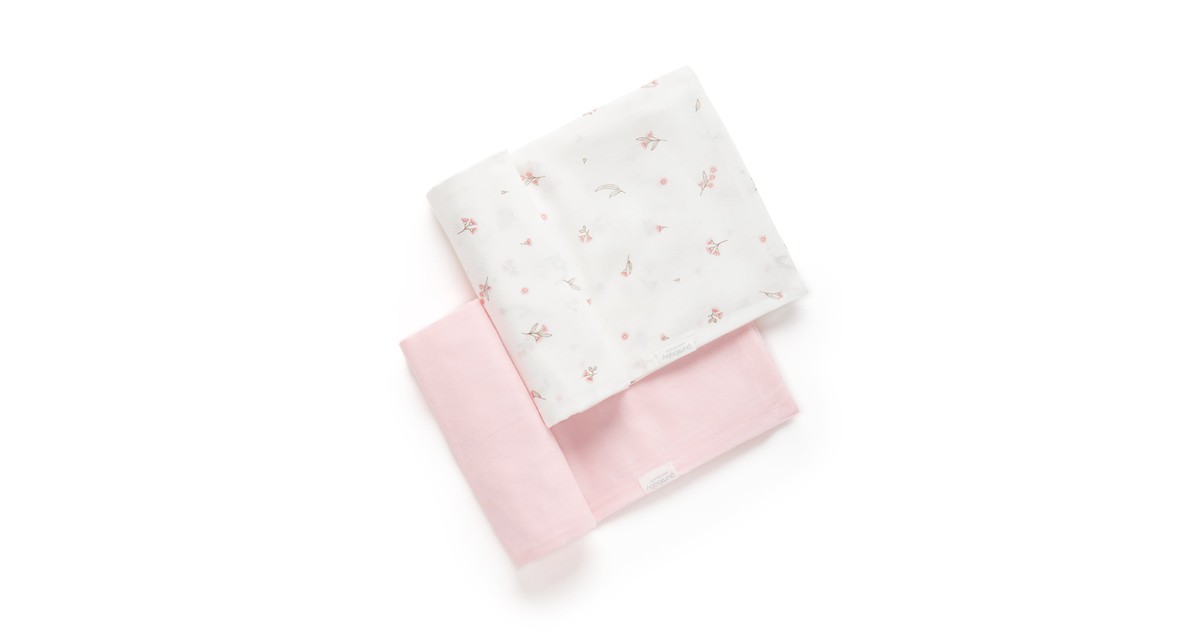 Purebaby Muslin Wrap 2 Pack Blossom - Pale Pink | Baby Bunting AU