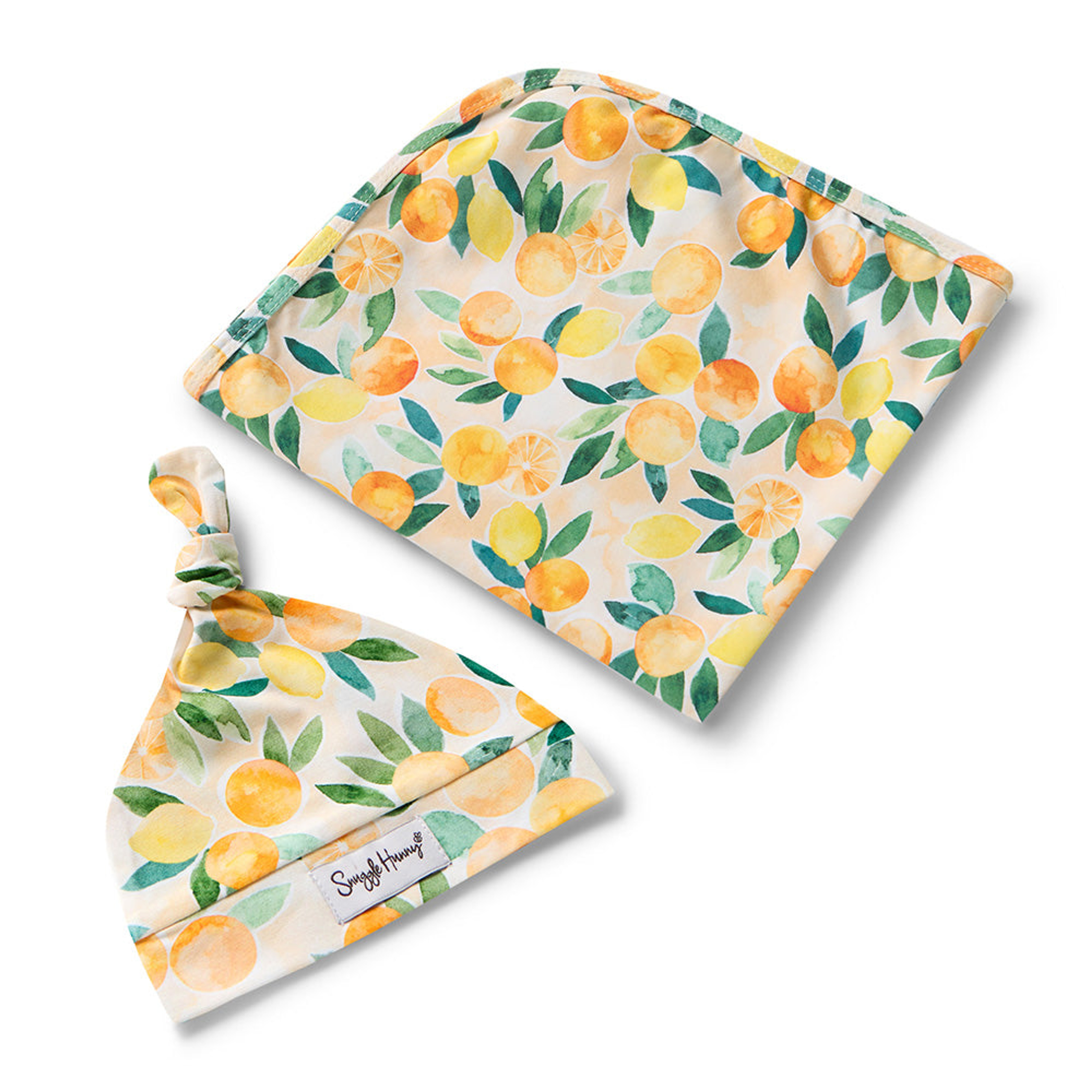 Snuggle Hunny Sunny Citrus Jersey Wrap & Beanie Set | Baby Bunting AU