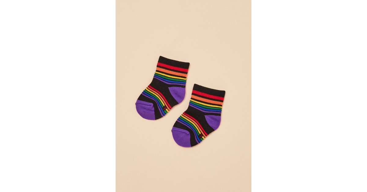 TheRY Baby Sock - Black/Rainbow Stripe | Baby Bunting AU