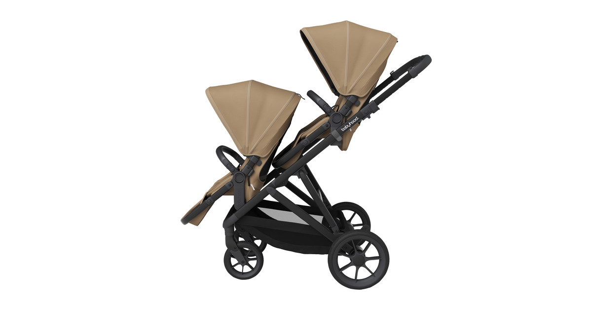 Babyhood Doppio Plus Stroller Double 2 x Seats - Latte | Baby Bunting AU