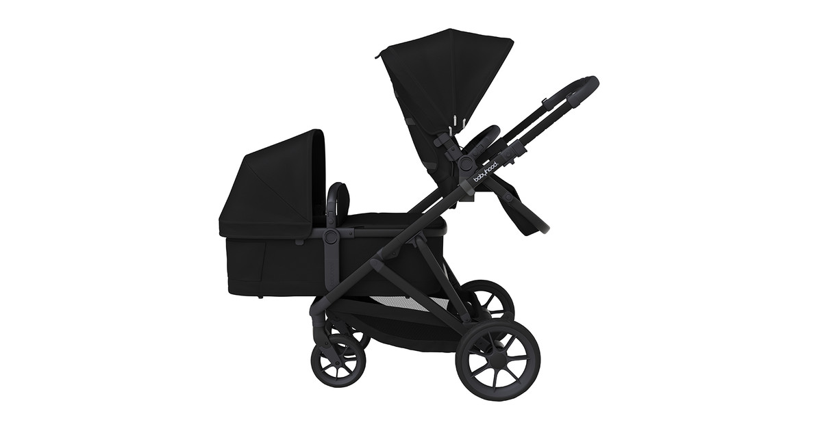 Babyhood Doppio Plus Stroller Double Seat + Bassinet - Black | Baby ...