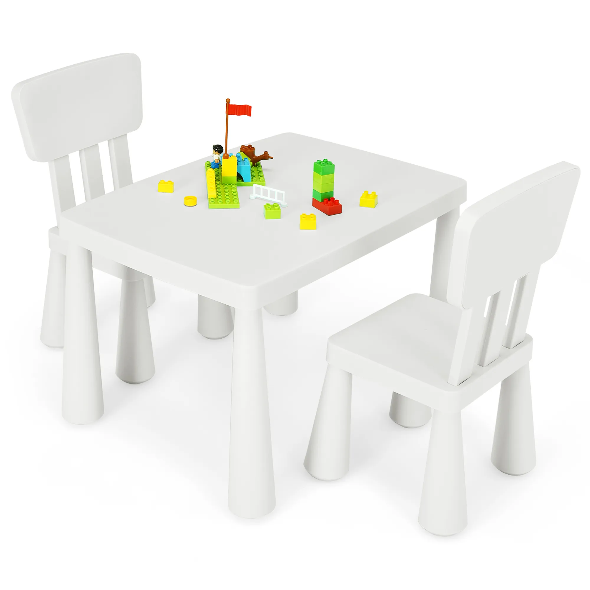 Baby Joy Study Table and 2 Chairs Set - White | Baby Bunting AU