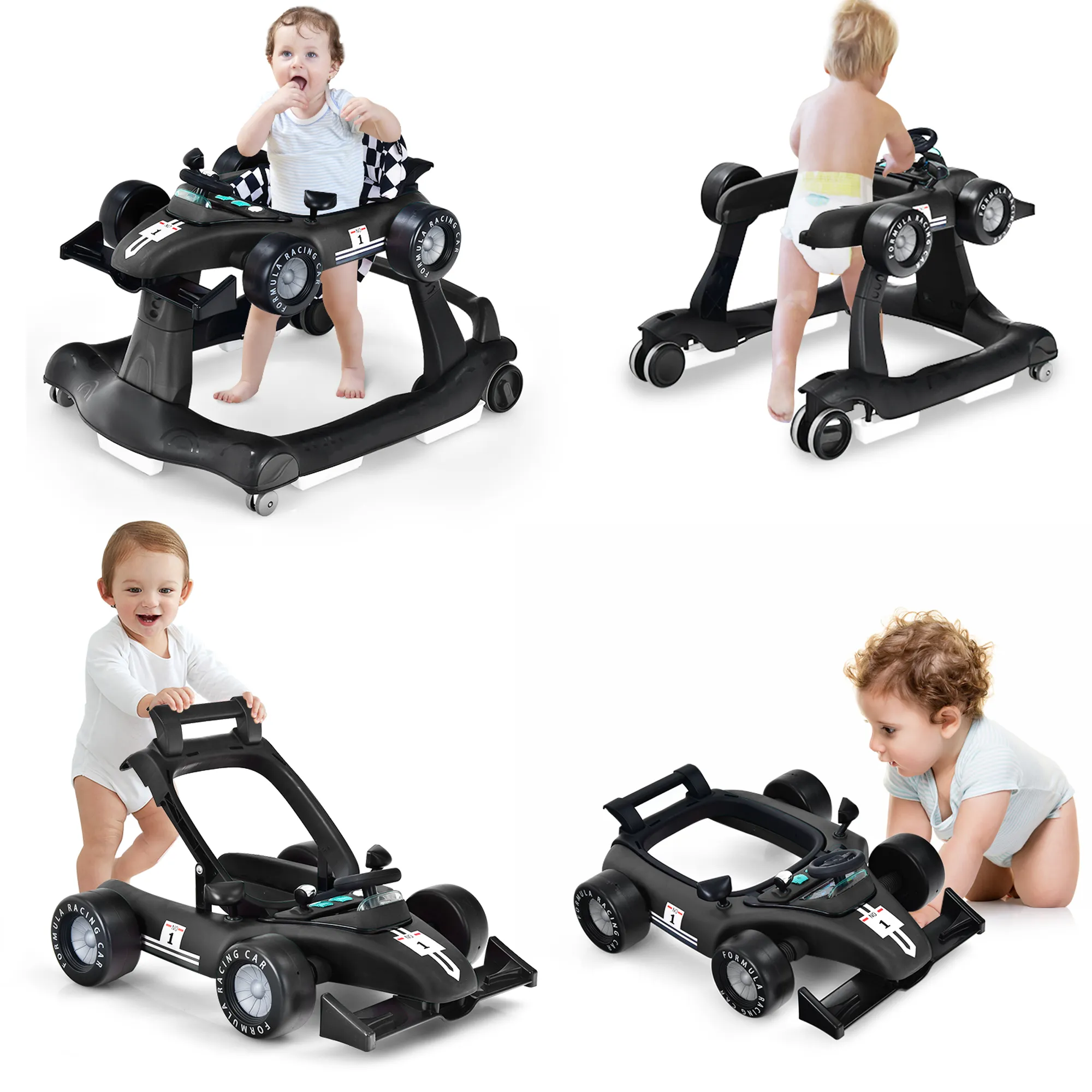 Baby Joy 4-in-1 Folding Baby Walker and Push Car with Adjustable Height ...