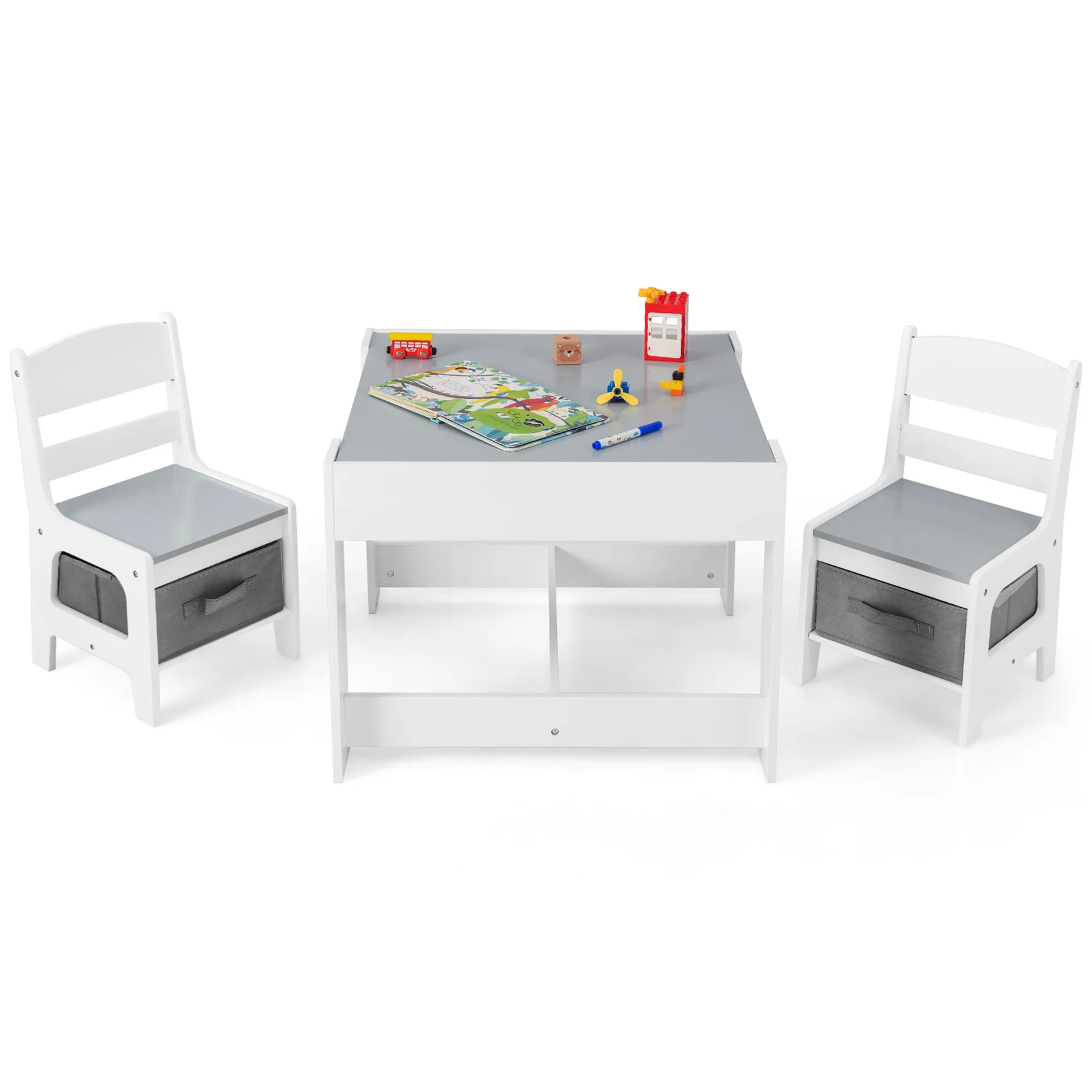 Baby Joy 3 in 1 Kids Table and Chair Set with Reversible Tabletop and ...