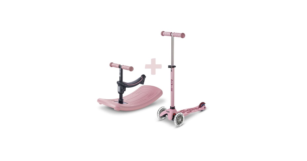 Micro Rock & Go Mini Deluxe LED 3 Wheel Scooter - Dusty Rose | Baby ...