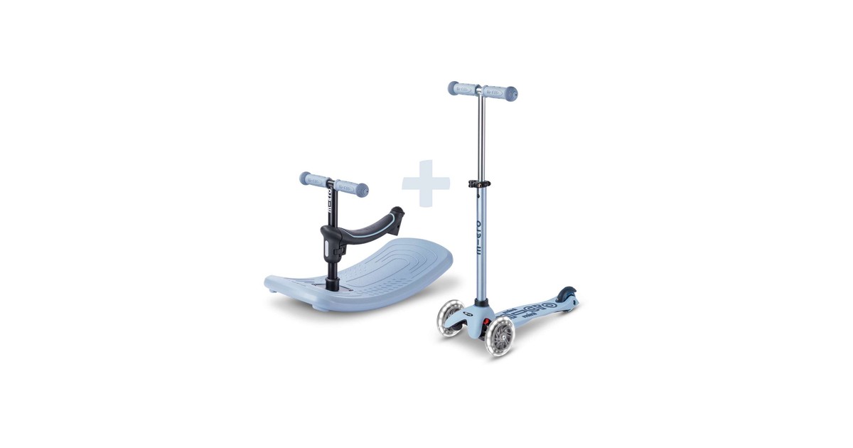 Micro Rock & Go Mini Deluxe LED 3 Wheel Scooter - Ocean Slate | Baby ...